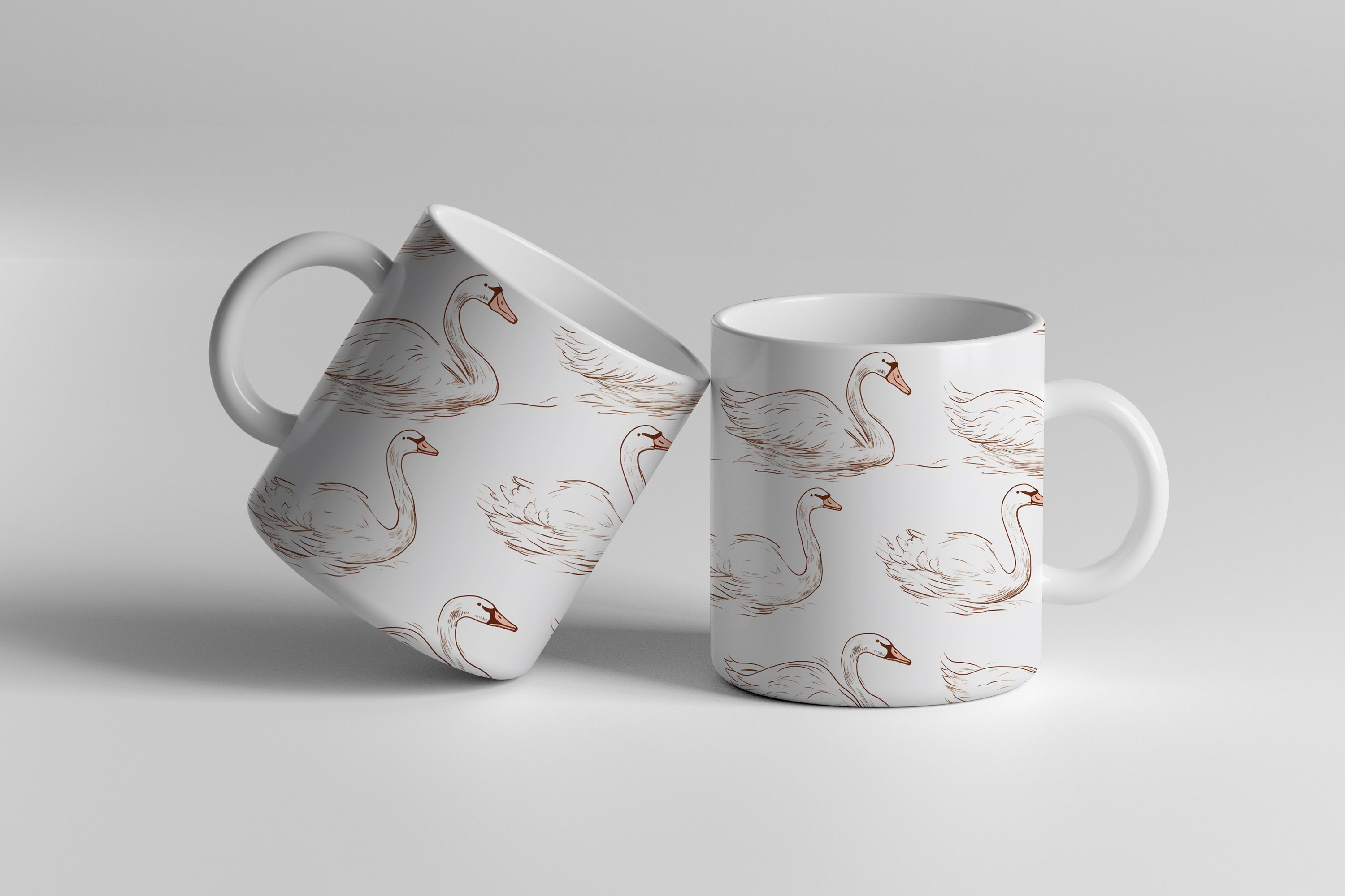 Seamless Swan Pattern, Sketched Swans Seamless Background Pattern, Cute ...