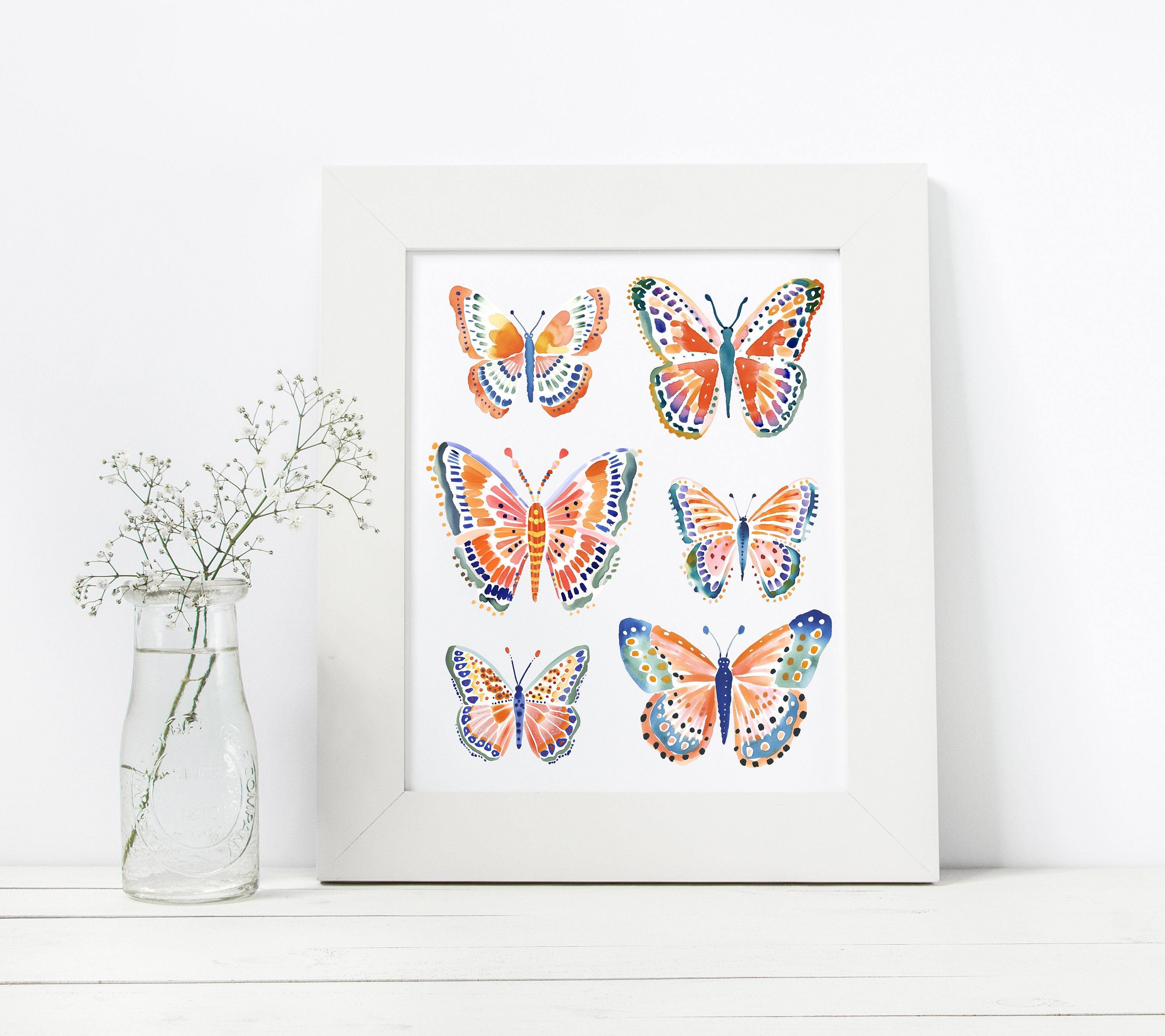 Watercolor Butterfly Clipart, Boho Gouache Butterfly Clipart, Butterfly ...