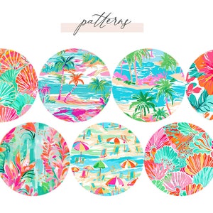 40 Beachy Seamless Patterns, Seamless Beach Pattern PNG Digital Files ...