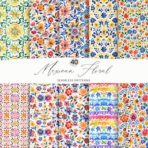 40 Seamless Mexican Talavera Patterns Cute Painted Mexican Patterns ...