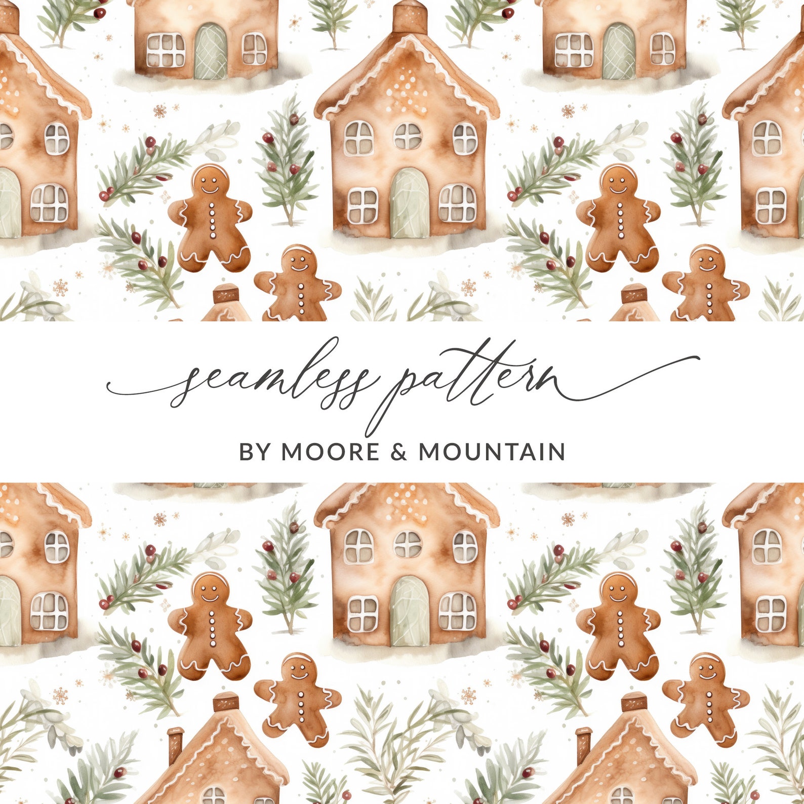 Seamless Gingerbread Man Pattern, Gingerbread House Background Pattern ...