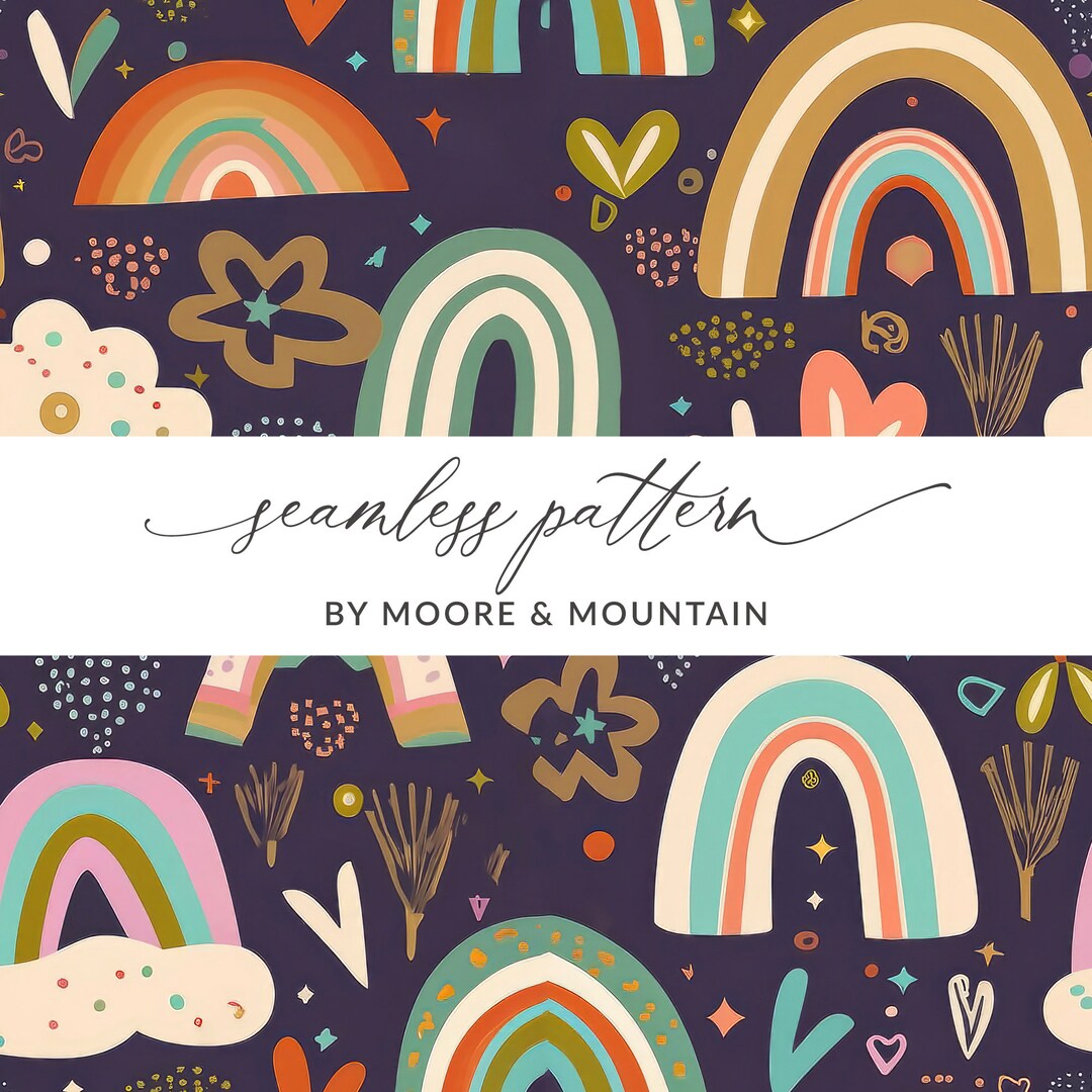 Navy Blue Rainbow Pattern, Seamless Navy Rainbow Pattern, Girly Rainbow ...