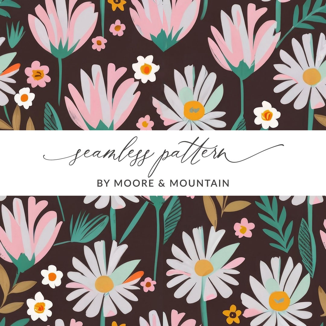 1970s Floral Print Design, 70s Seamless Floral Pattern Background ...