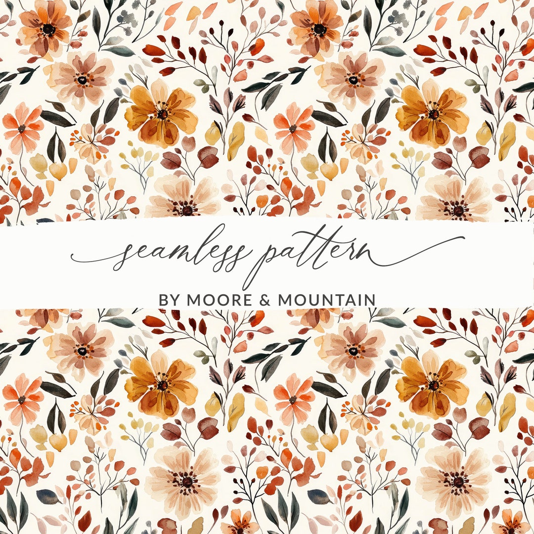 Fall Cottagecore Flower Field Pattern, Repeating Wallpaper Fall Meadow ...