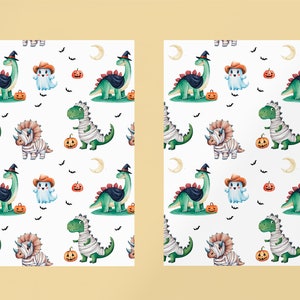 Halloween Seamless Background, Funny Fall Dinosaur Pattern, Cute ...