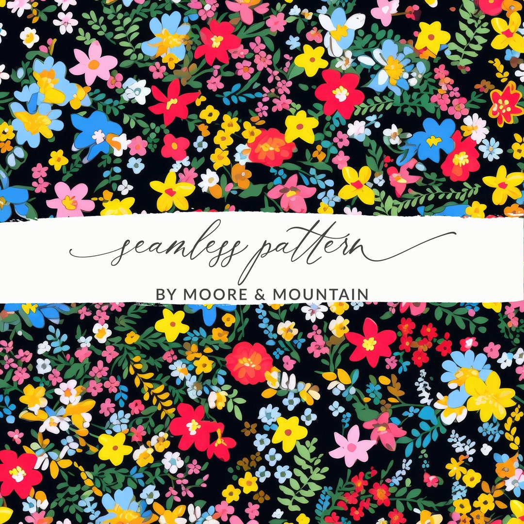 Daisy Seamless Preppy Pattern, Red and Black Seamless Blooms Floral ...