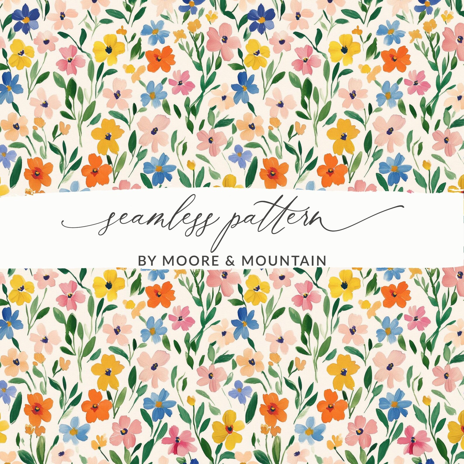 40 Modern Spring Floral Patterns, Painted Spring Flowers Seamless ...