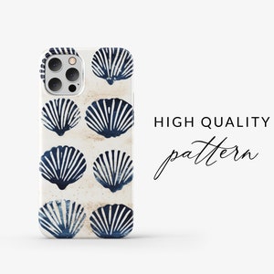 Seamless Seashell Background, Simple Blue Seashells Pattern, Repeating Clamshell Pattern ...