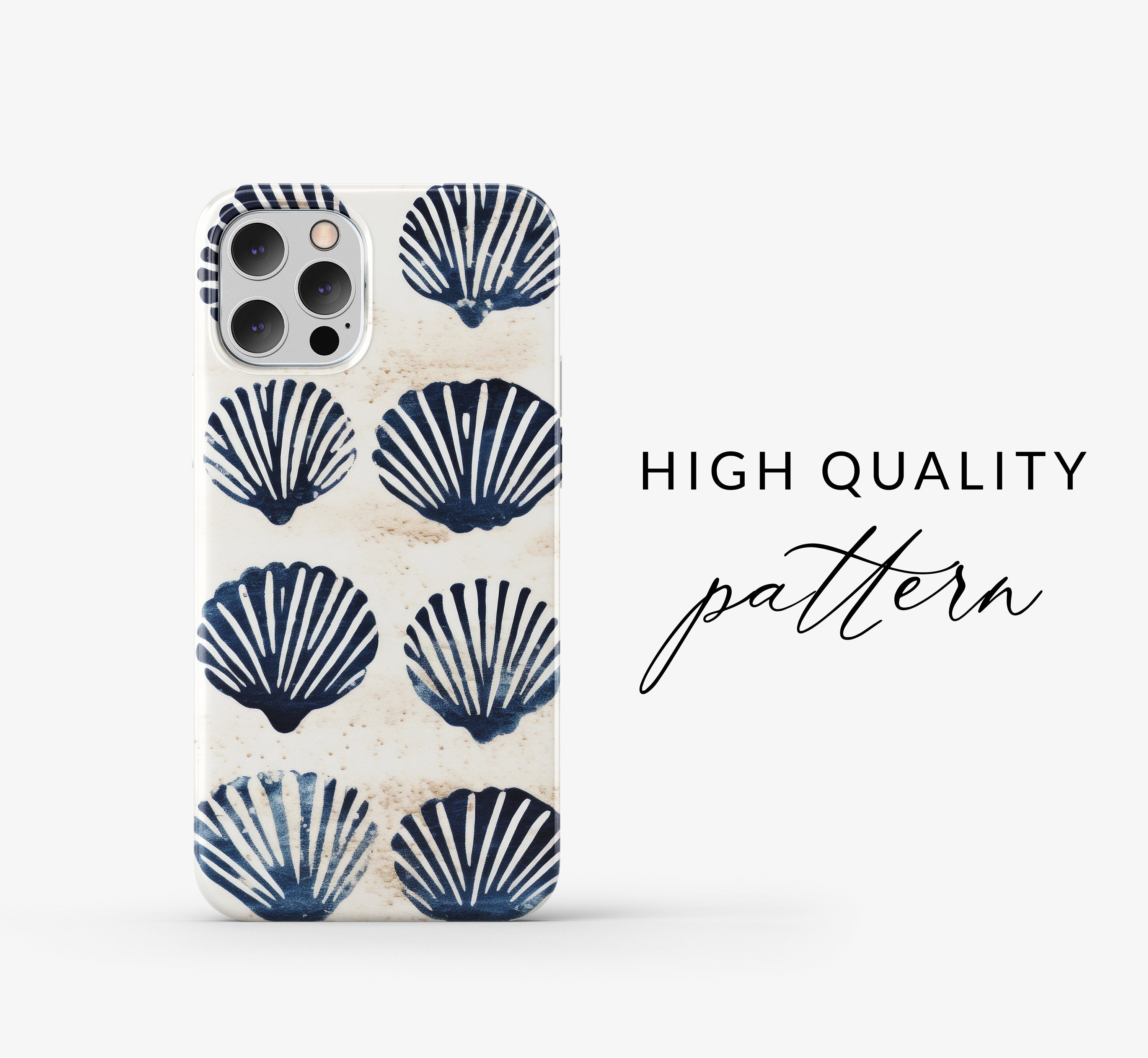 Seamless Seashell Background, Simple Blue Seashells Pattern, Repeating ...
