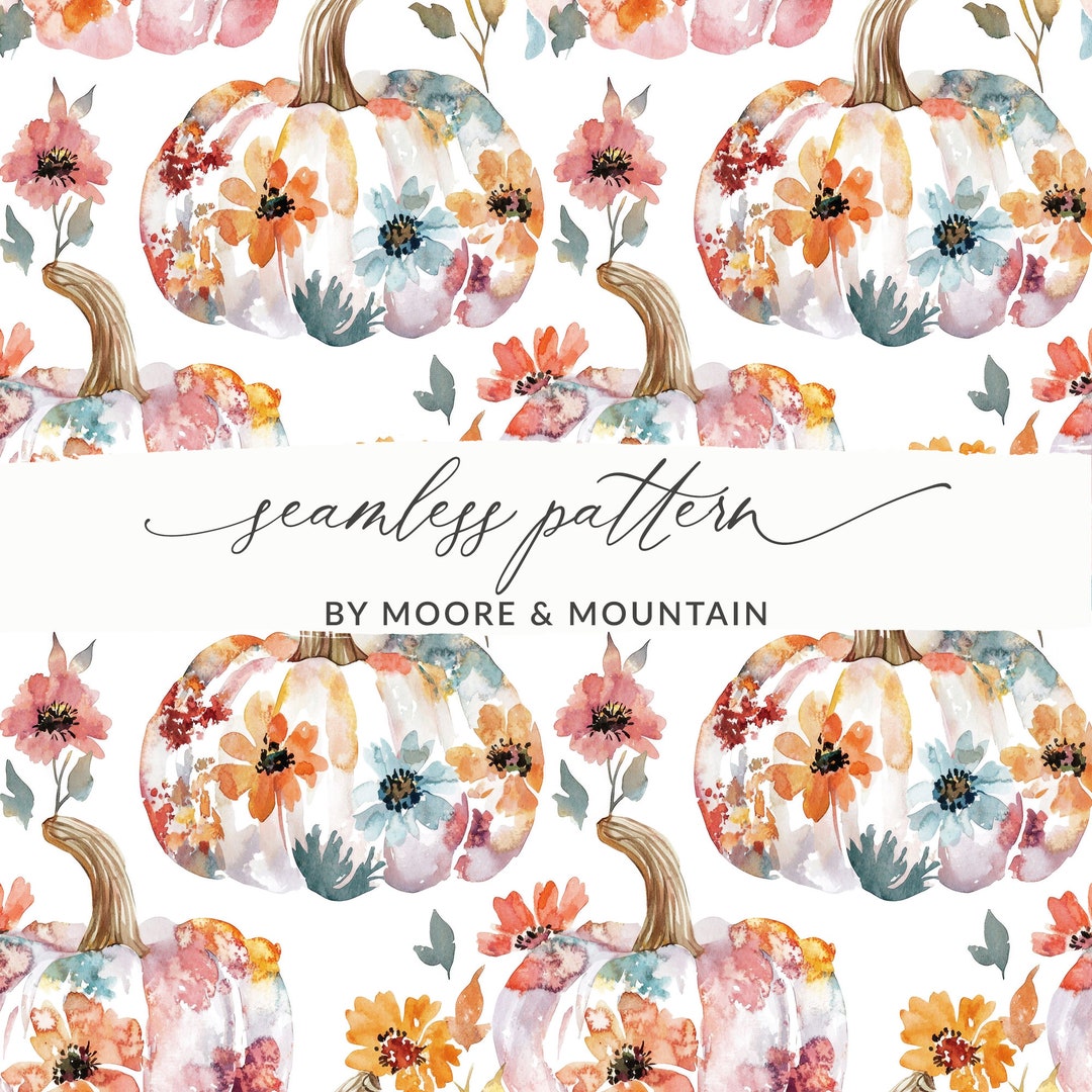 Cute Fall Pumpkins Seamless Pattern for Fabric, Commercial Use ...