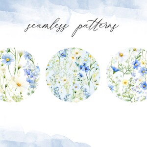 25 Seamless Meadow Borders, Blue Wildflower Borders, Seamless Blue ...