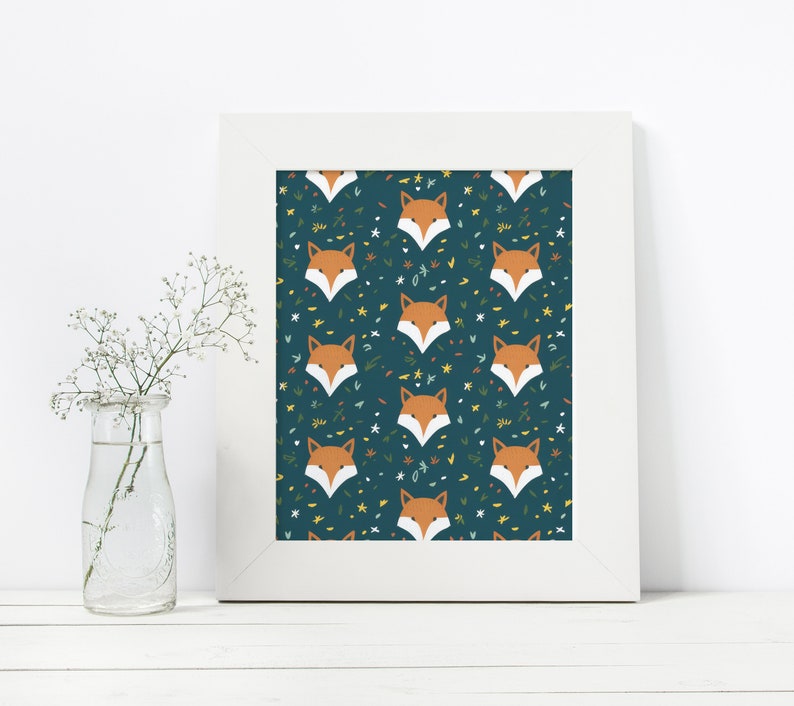 Seamless Fox Face Background, Fox Head Pattern, Seamless Fox Head ...