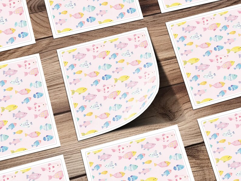 Watercolor Fish Seamless Pattern Digital Paper, Cute Fish Pattern ...