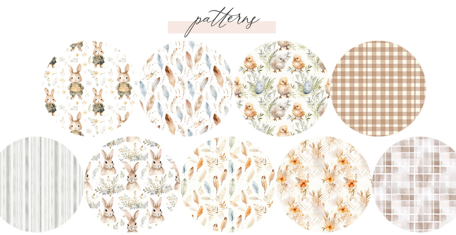 Rustic Easter Digital Paper Pack, Boho Easter Seamless Pattern Set ...