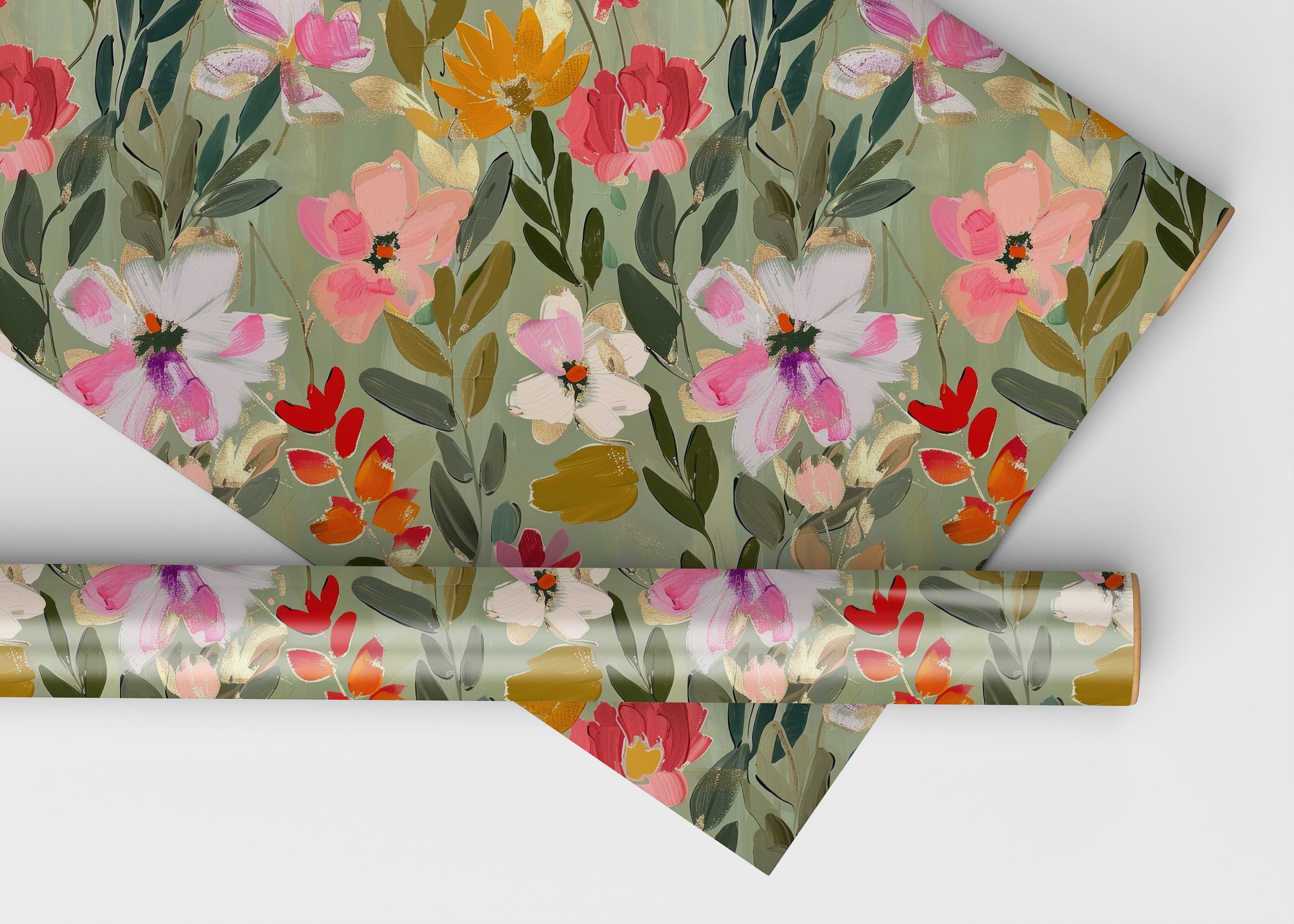 Sage Green Floral Pattern Acrylic Floral Abstract Seamless Pattern ...