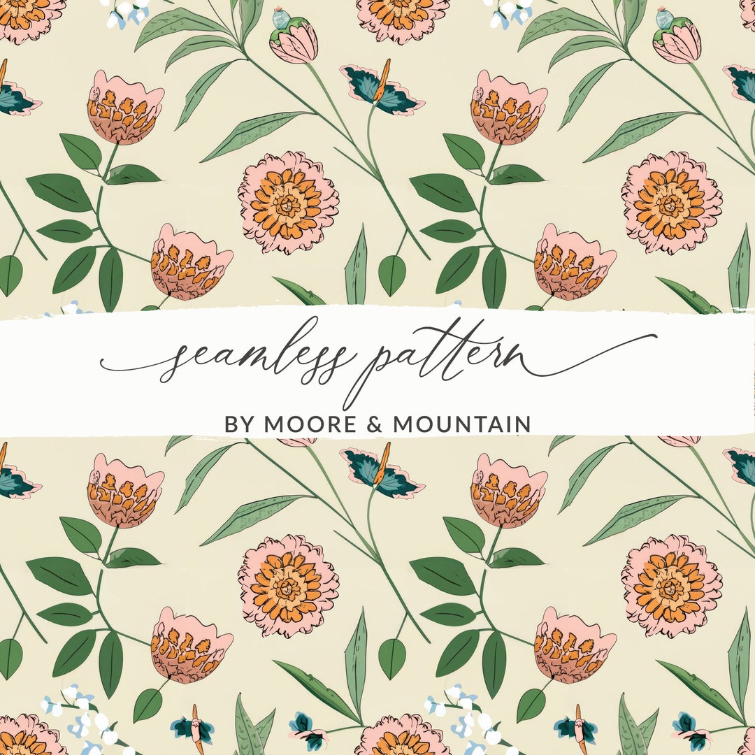 Light Pink Modern Boho Floral Vines Pattern for Textile Design ...