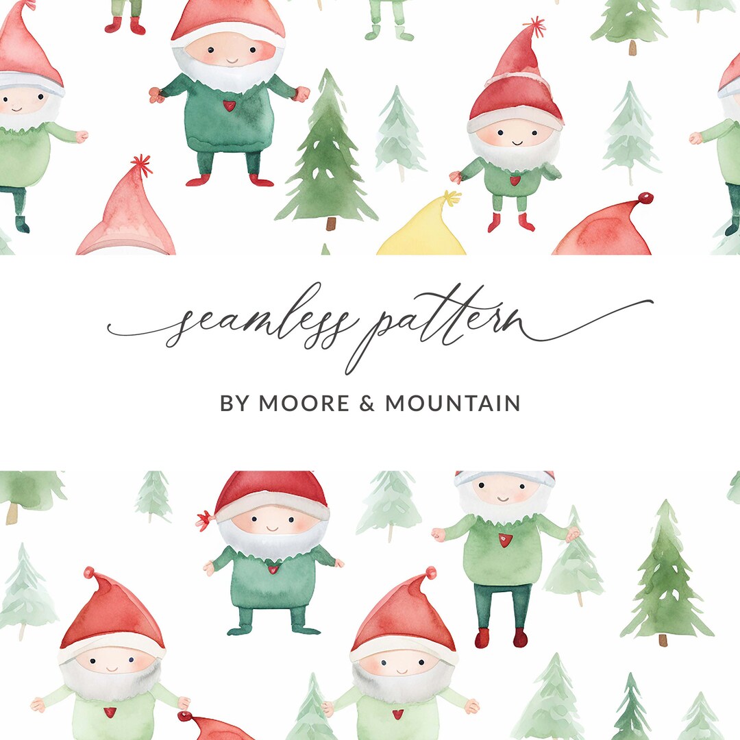 Elf Seamless Elf Pattern Watercolor Elf Digital Paper - Etsy