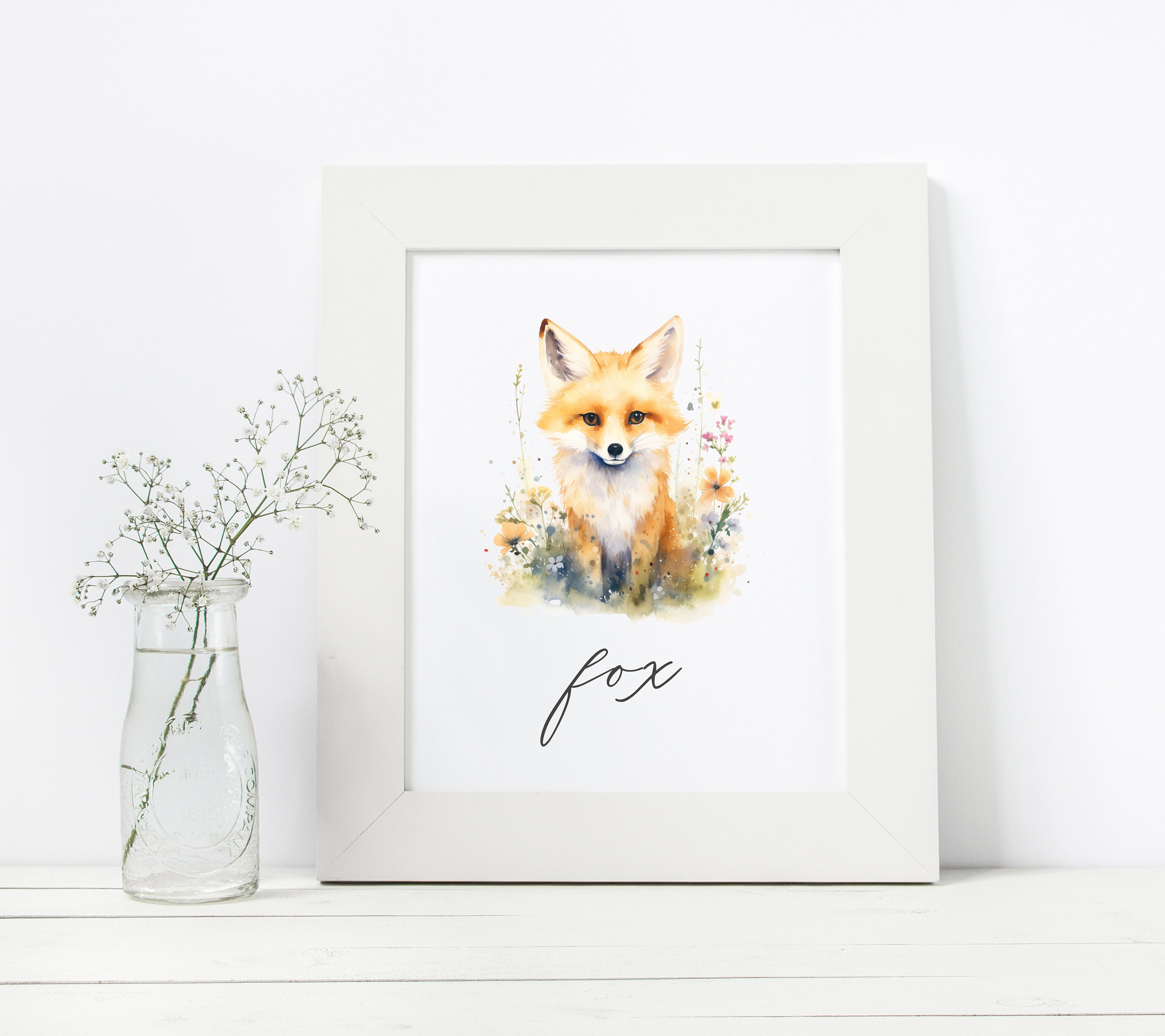 Watercolor Fox Clipart Boho Fox Clipart With Flowers Baby - Etsy