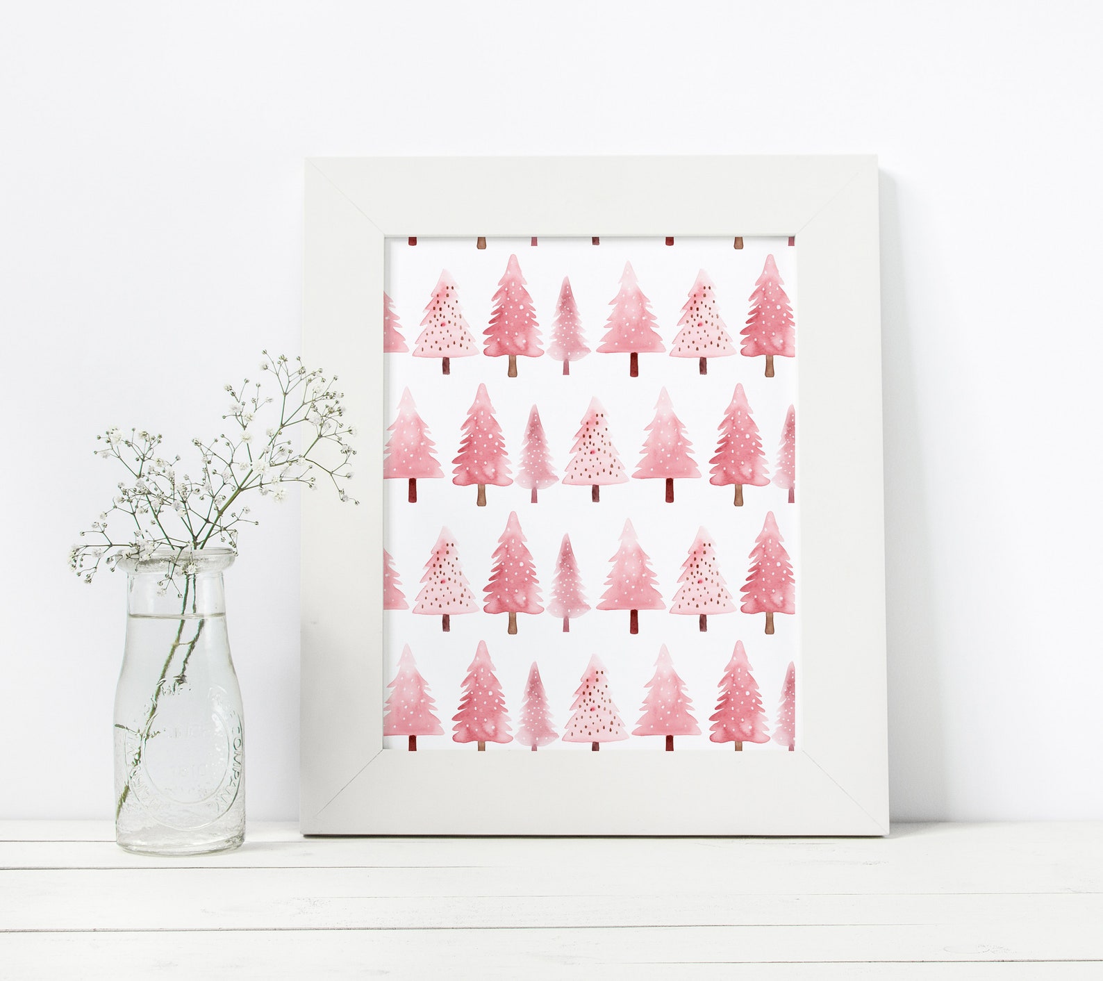 Pink Christmas Tree Seamless Pattern, Seamless Pink Christmas Tree ...