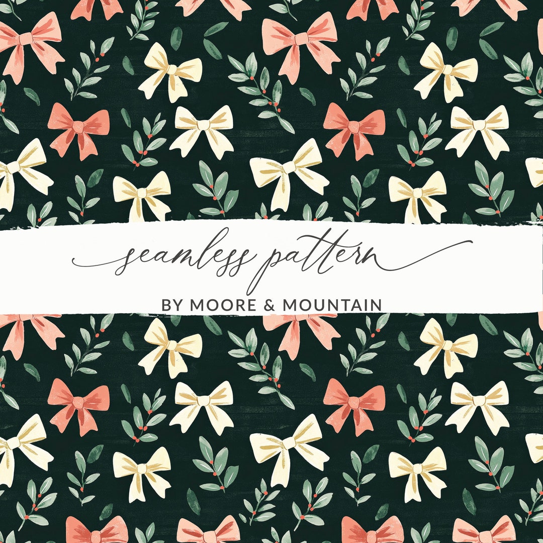 Dark Bow Seamless Pattern PNG Seamless File Cute Winter Bows Background ...