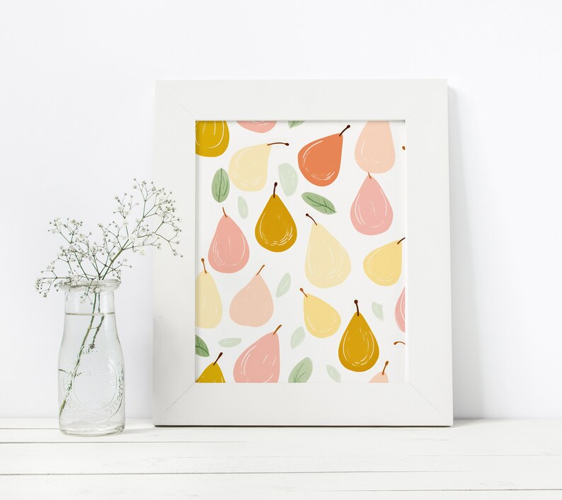Seamless Pears Background, Modern Fruit Seamless Pattern, Cute Pears ...
