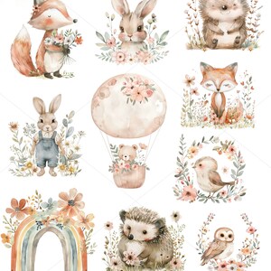 40 Baby Animals Clipart Set, Watercolor Teddy Bear Clip Art, Baby Fox ...