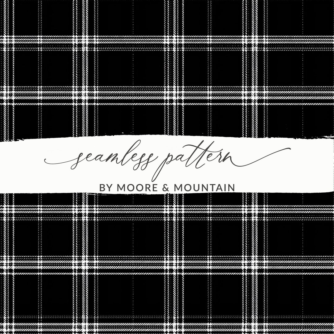 Black and White Plaid Seamless Pattern, Black Gingham Background ...