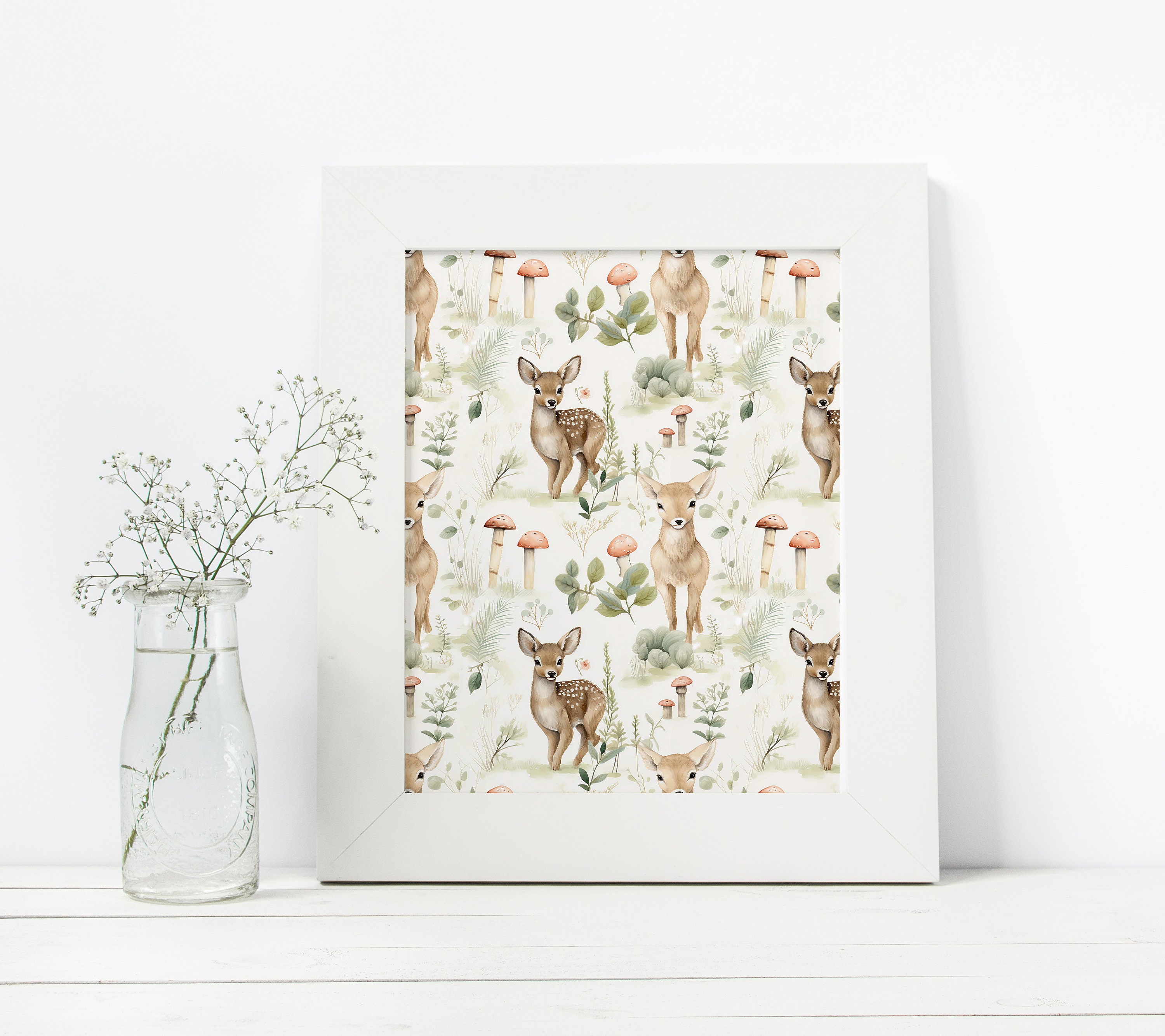 Seamless Woodland Animals Pattern, Woodland Deer Digital Paper ...