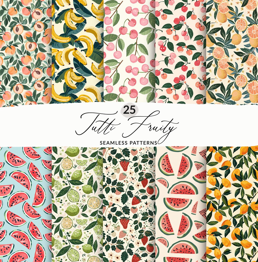 Fruit Seamless Patterns, Preppy Fruit Patterns, Cute Seamless Fruit ...