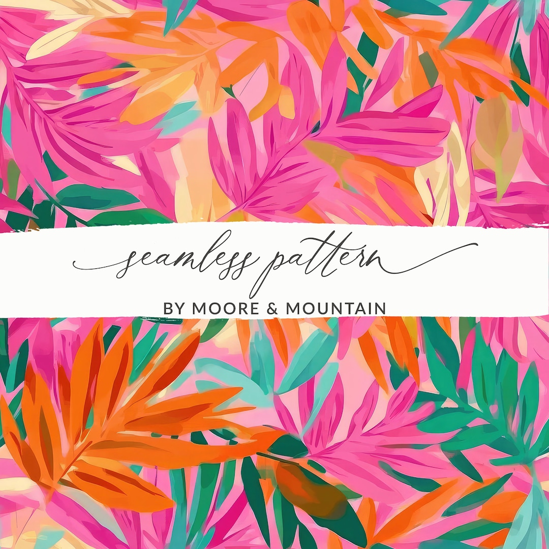 Preppy Palm Leaf Seamless Pattern Pink Tropical Leaves Background ...