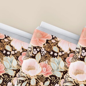 Seamless Pink and Gold Floral Pattern, Seamless Pink and Black Flower ...