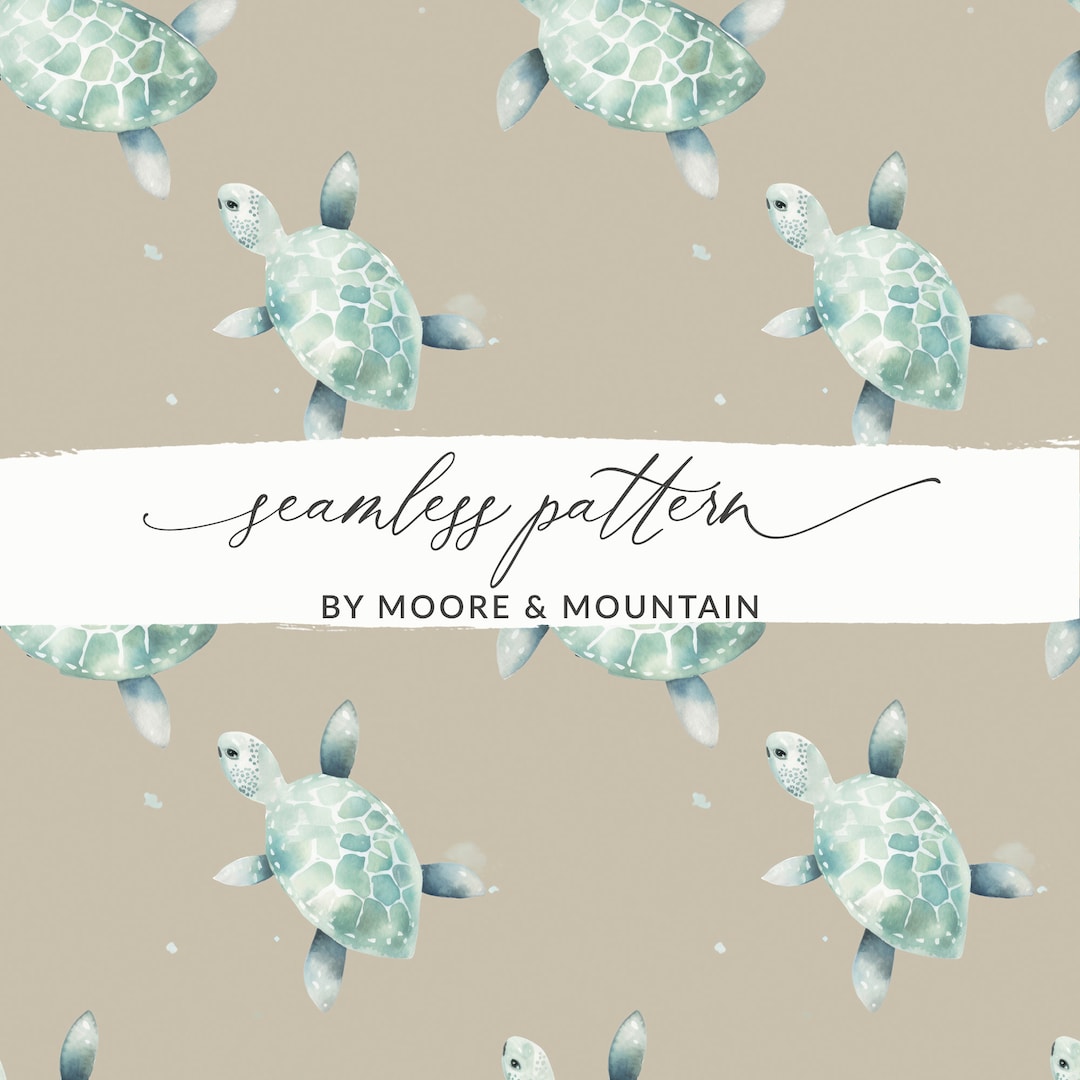 Seamless Pastel Turtle Pattern, Cute Watercolor Turtle Background ...