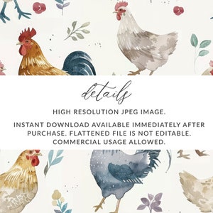 Seamless Chicken Background, Painted Chickens Pattern, Watercolor ...