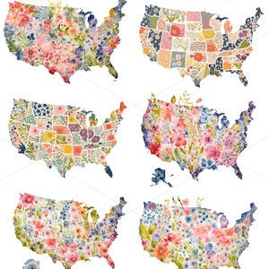 Floral United States Clipart, Watercolor United States PNG Clipart ...