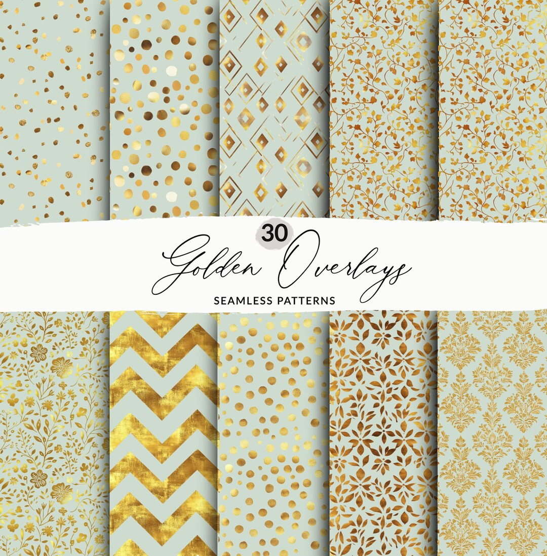 30 Seamless Gold Overlays Set Patterns Transparent Gold Overlays ...