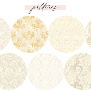 Seamless Damask Pattern Set, Neutral Damask Patterns, Distressed Damask ...