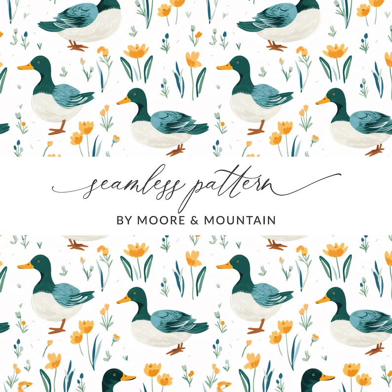 Cute Spring Ducks Seamless Pattern, Cute Ducks Repeating Background ...