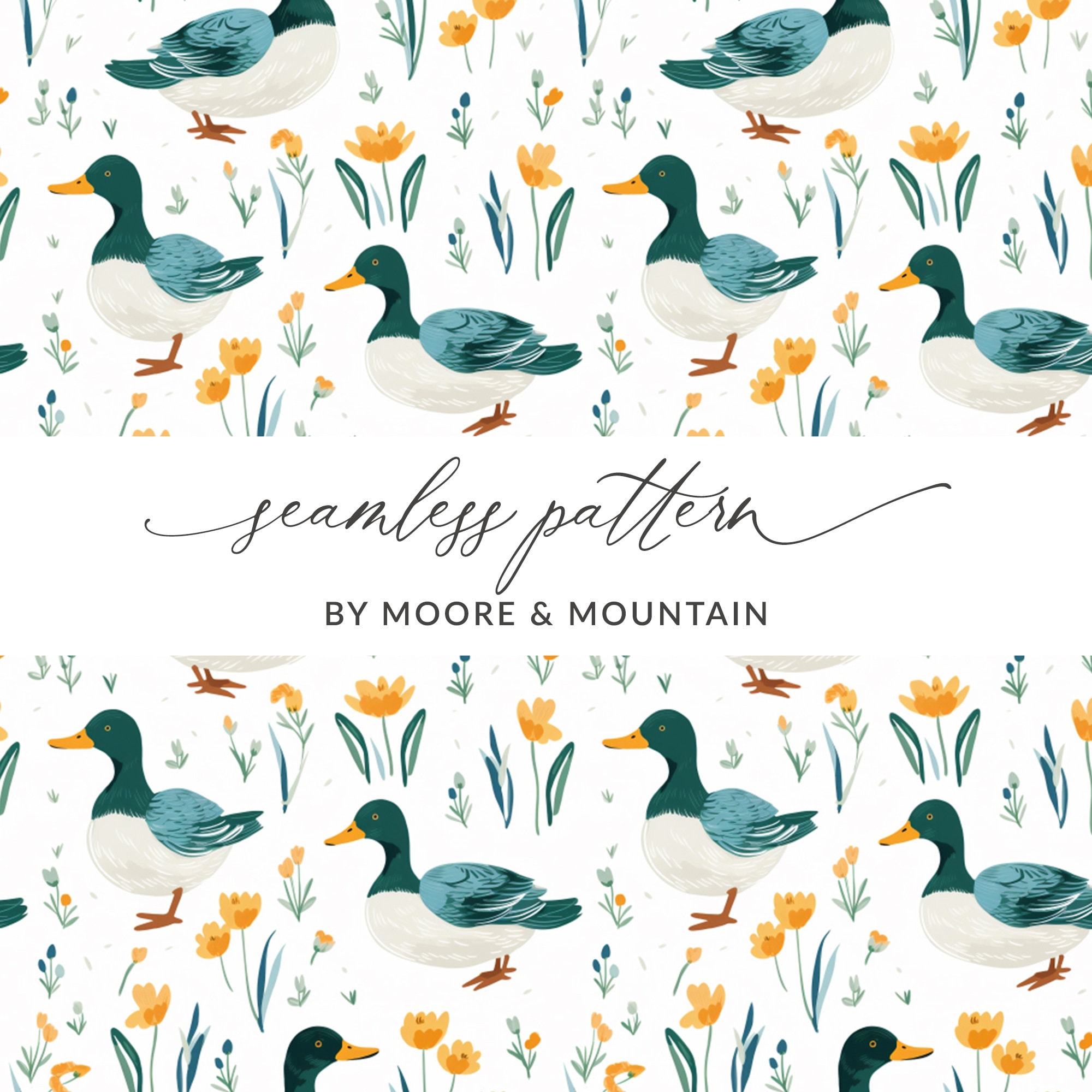 Cute Spring Ducks Seamless Pattern, Cute Ducks Repeating Background ...