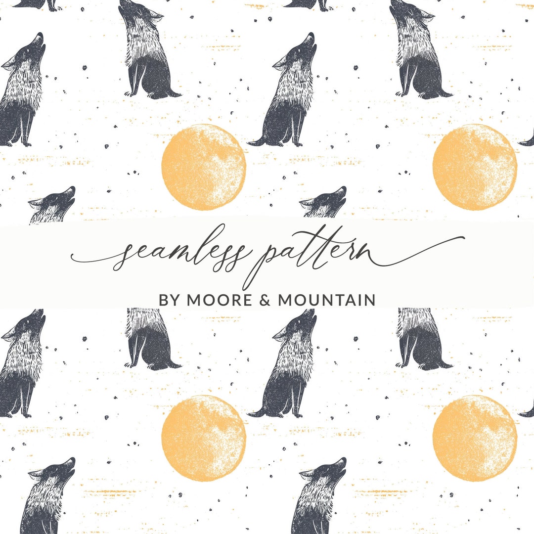 Seamless Wolf Pattern, Howling Wolf Background Boys Textile Design ...