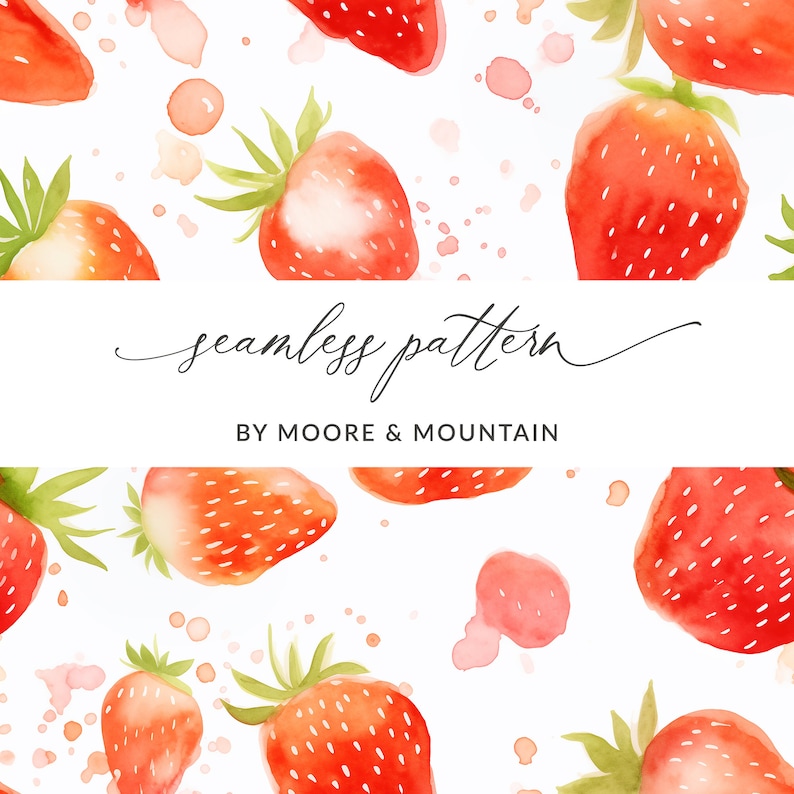 Seamless Strawberry PNG Image, Seamless Watercolor Strawberries Pattern ...