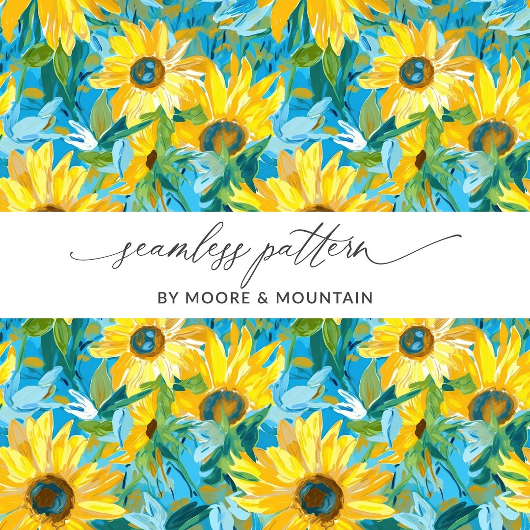 Acrylic Painted Sunflower Pattern Seamless Sunflowers Background ...