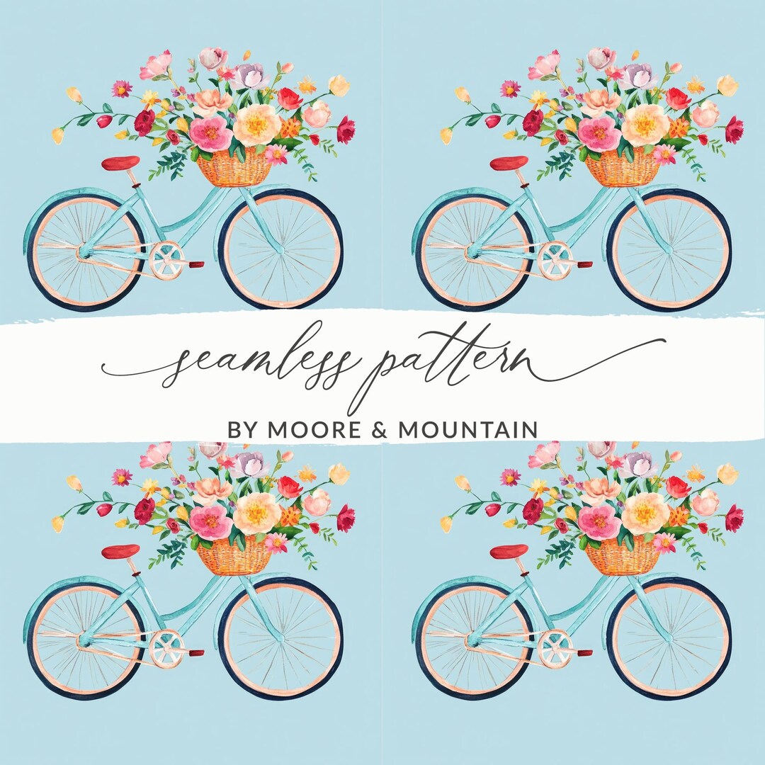 Cute Spring Bikes Seamless Spring Background Pattern Flower Bikes ...