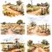 Watercolor Texas Landscape Art Print, Texas Landscape PNG Images ...