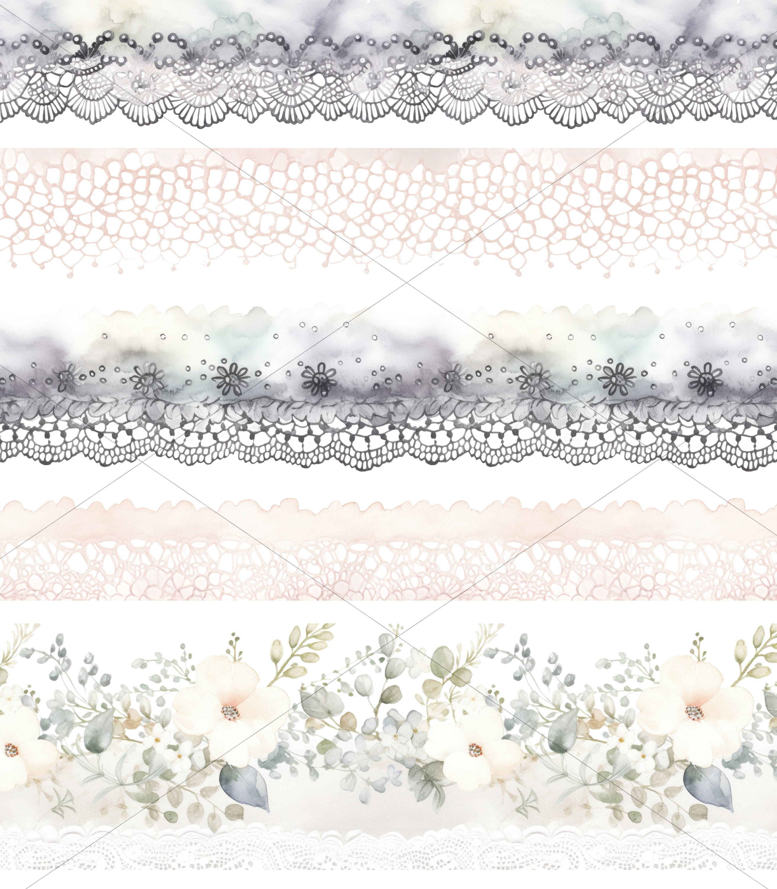 80 Seamless Lace Clipart PNG Watercolor Lace Seamless Clip Art Lace ...