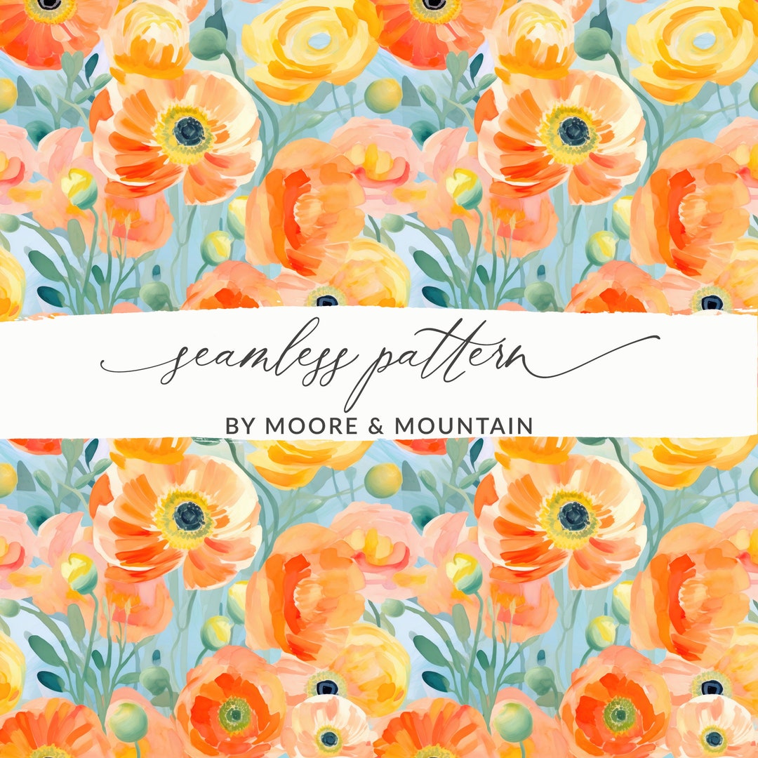 Icelandic Poppies Seamless Pattern Orange Poppy, California Poppy ...