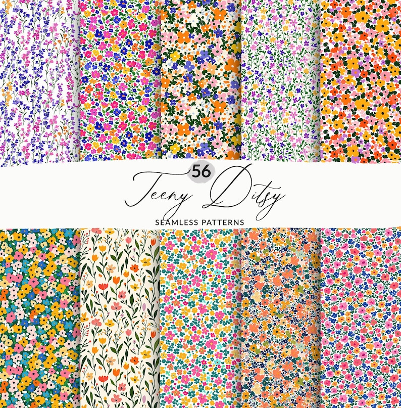 30 Seamless Ditsy Floral Patterns, Seamless Small Floral Prints, Bright ...