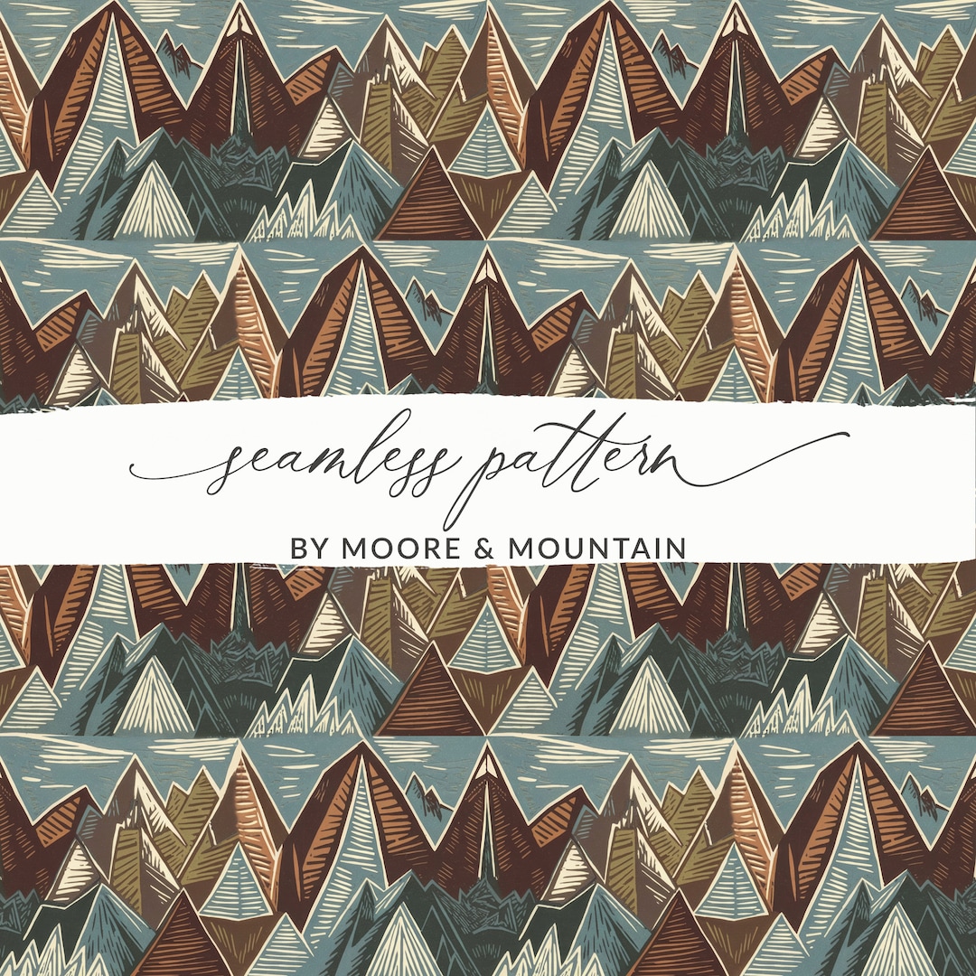 Seamless Mountain Pattern, Hiking Seamless Pattern Mountains, Outdoors ...