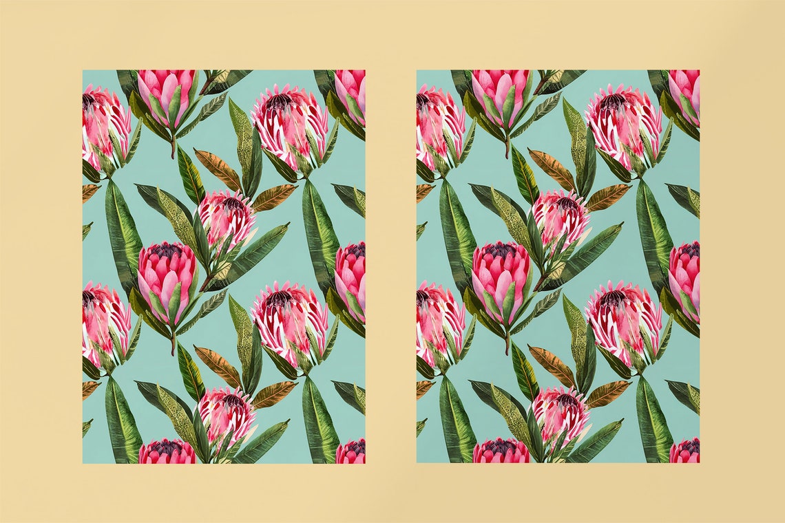 Seamless Protea Background, Protea Plant Pattern, Seamless Protea ...