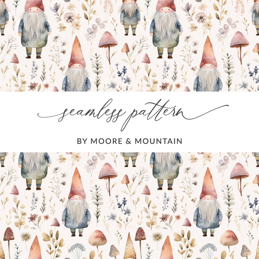Seamless Gnome Pattern Seamless Watercolor Gnome Background, Boho ...