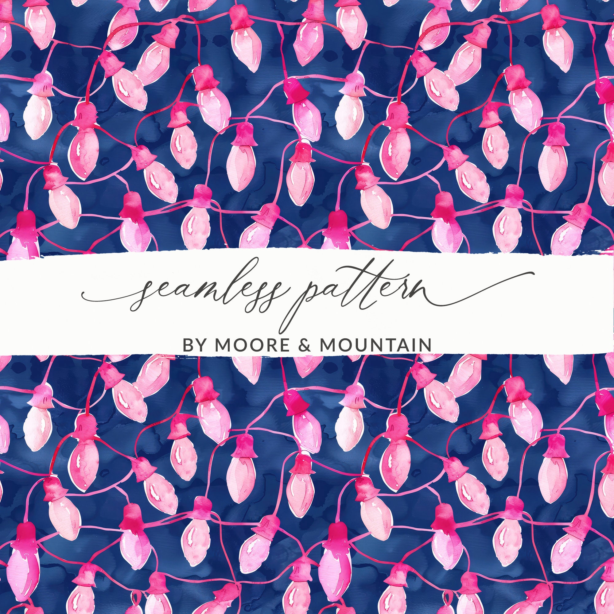 Christmas Lights Seamless String Lights Background Pattern, Pink ...